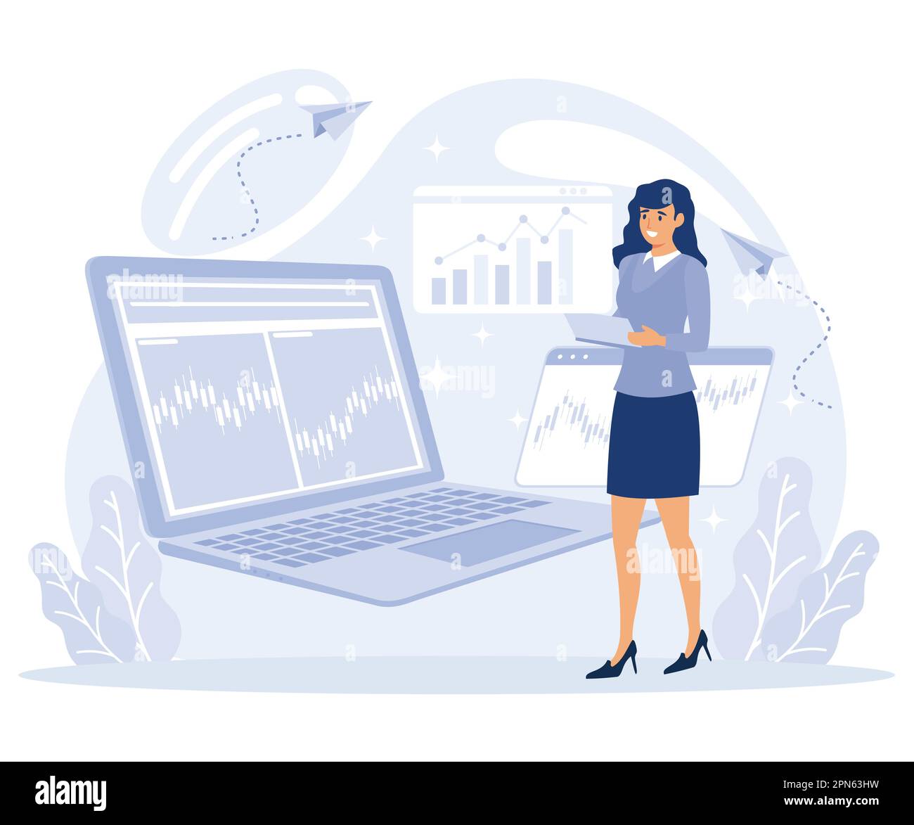 Financial system concept, stock market index, forex broker, digital ...