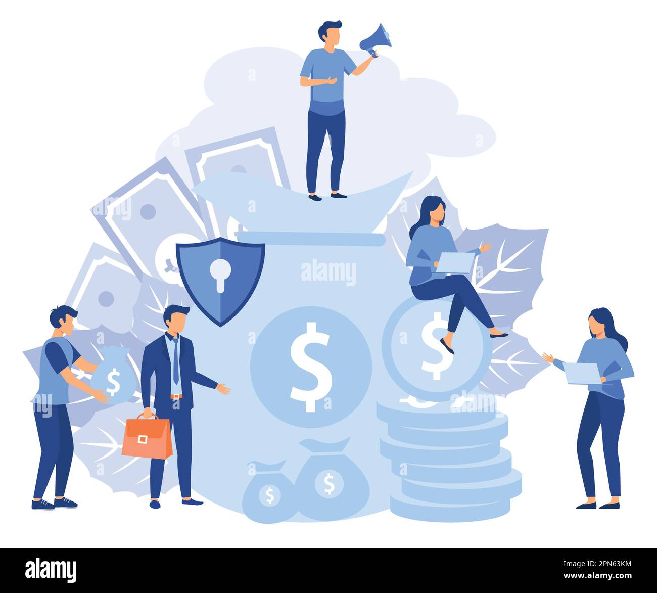 concept of money protection, financial saving insurance, safe business economy, flat vector ...