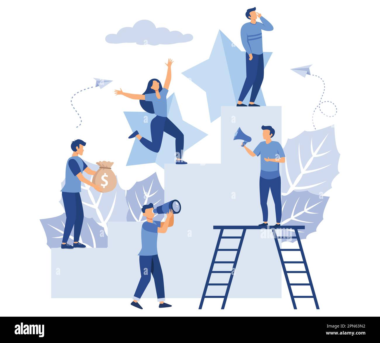 little people climb the corporate ladder, the concept of career growth ...
