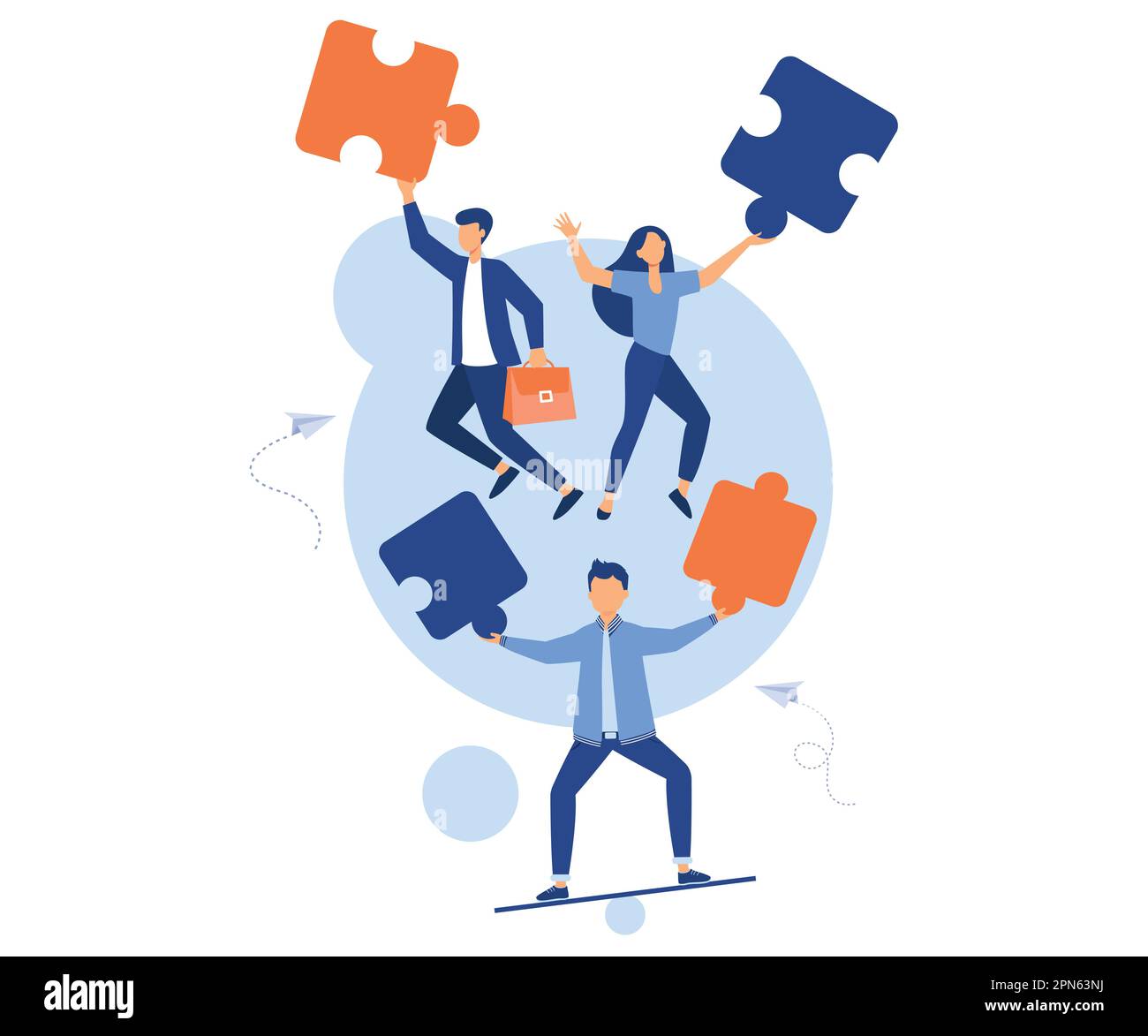 Business concept, people are juggling puzzle elements, Symbol of ...