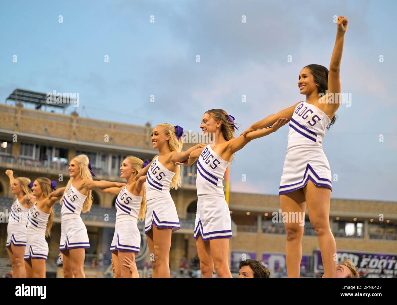 Fort Worth, Texas, USA. 14th Apr, 2023. TCU Horned Frogs cheerleaders ...
