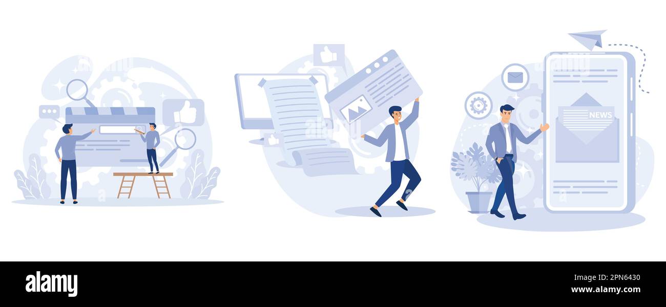 Company latest news concept, Glossary and newsletter, press web page ...