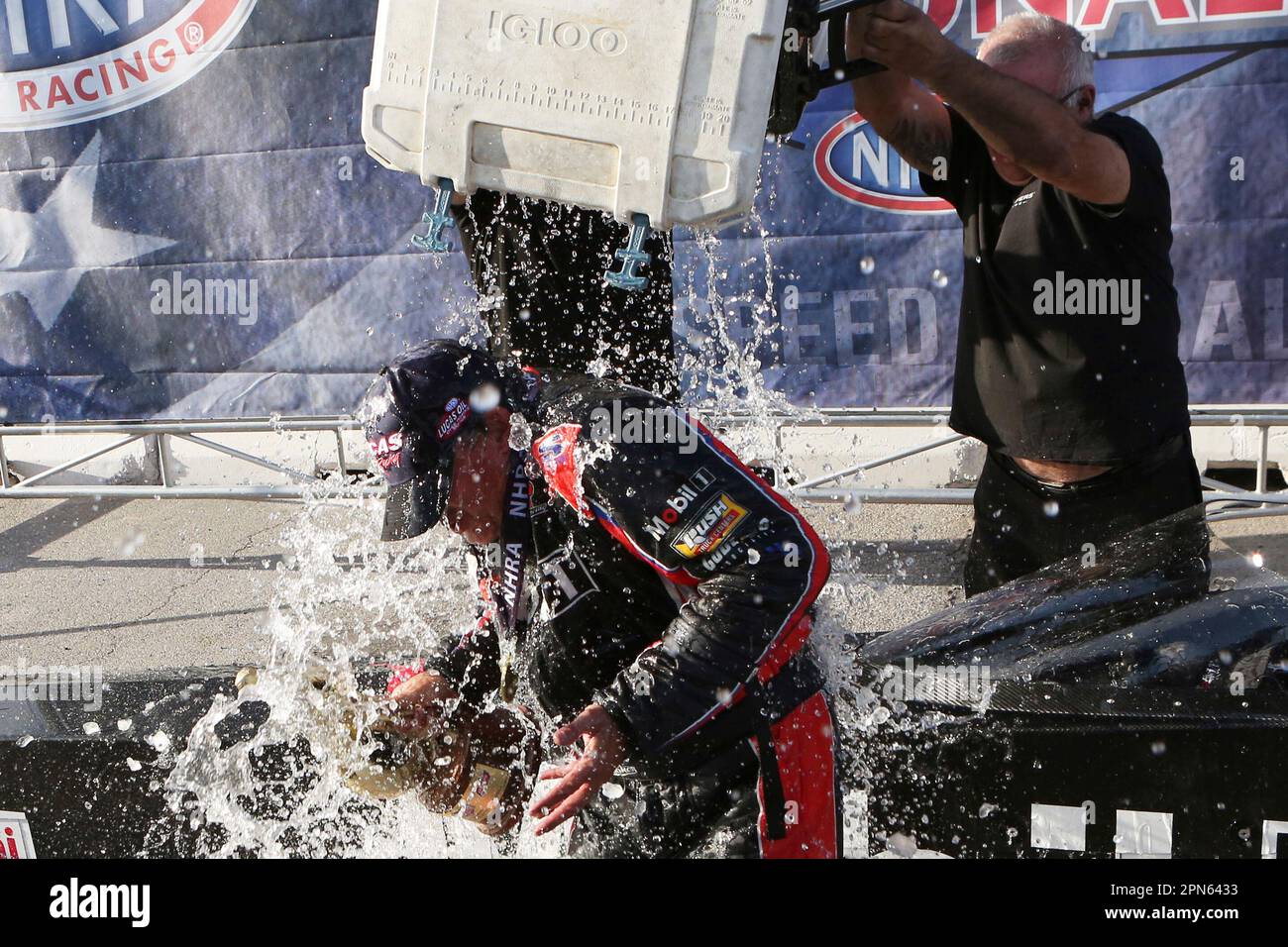 LAS VEGAS, NV - APRIL 16: Tony Stewart Mobil 1 celebrates winning the ...