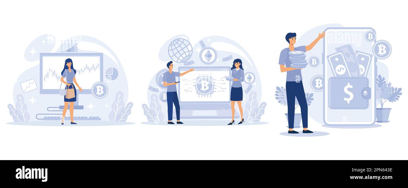 Digital money concept, Cryptocurrency market, digital currency ...