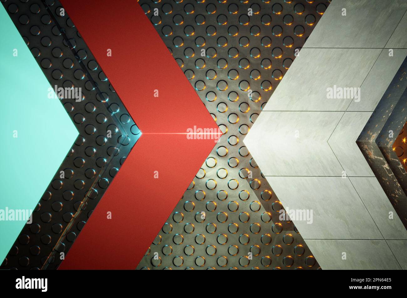 3d illustration. Abstract metal space design modern luxury futuristic ...