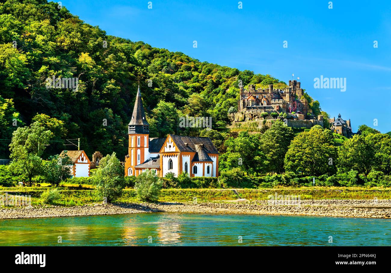 Reichenstein Castle and St. Clemens Basilika in Upper Middle Rhine ...