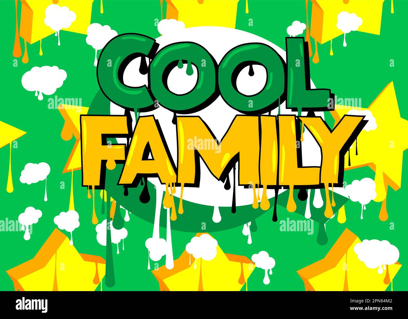 Cool Family. Graffiti tag. Abstract modern street art decoration performed in urban painting ...
