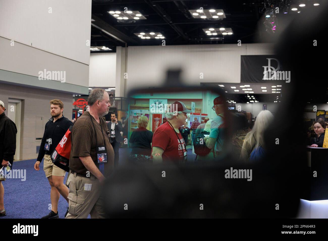 INDIANAPOLIS, INDIANA - APRIL 16: Guests are framed in the sights of a ...