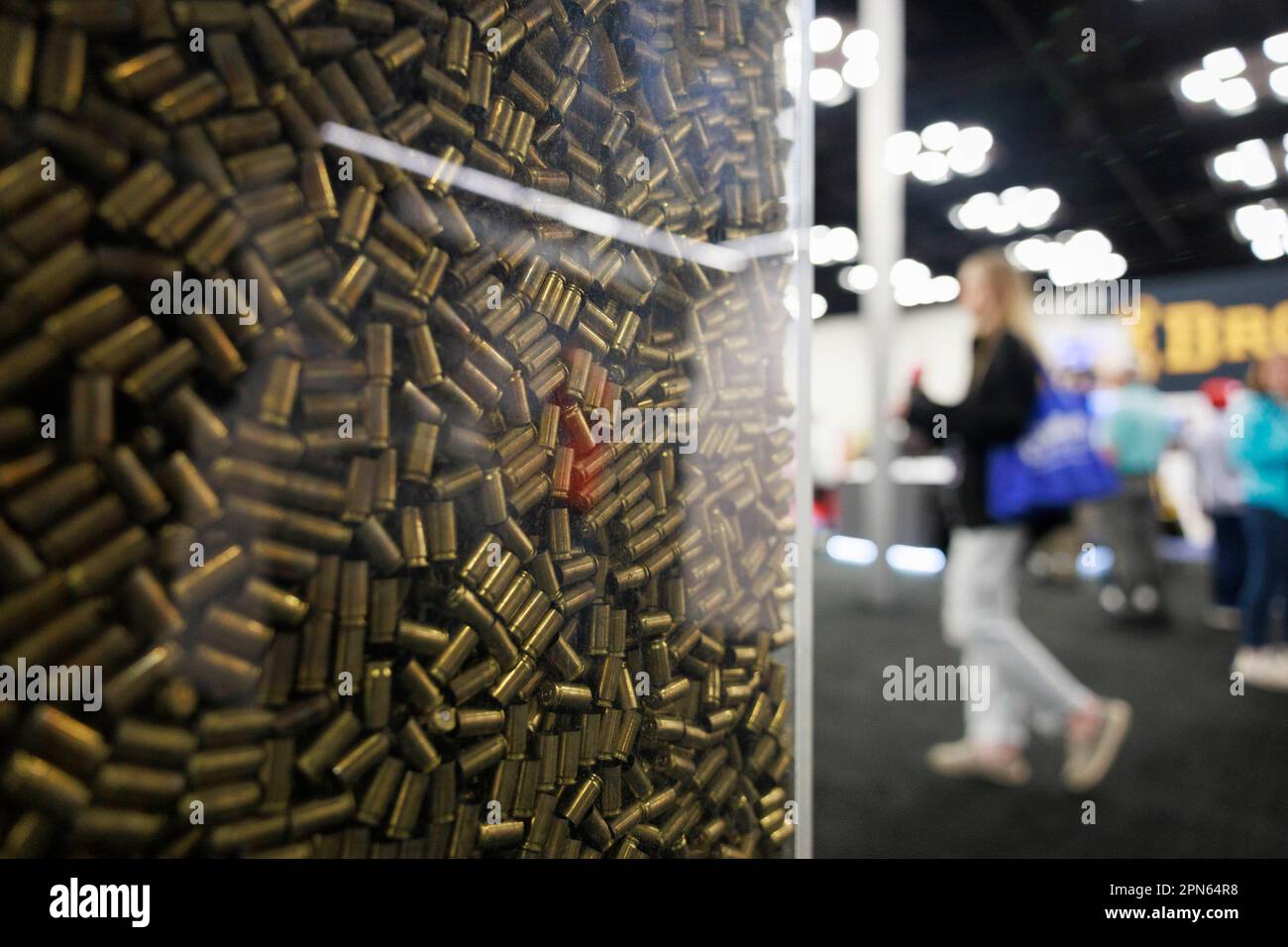 INDIANAPOLIS, INDIANA - APRIL 16: Ten-thousand 9mm shell casings are on ...