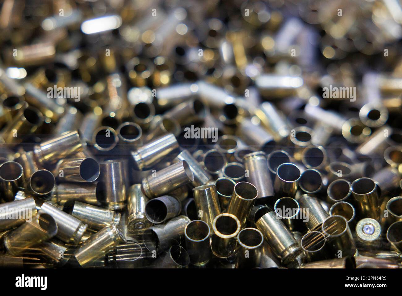 INDIANAPOLIS, INDIANA - APRIL 16: Ten-thousand 9mm shell casings are on ...