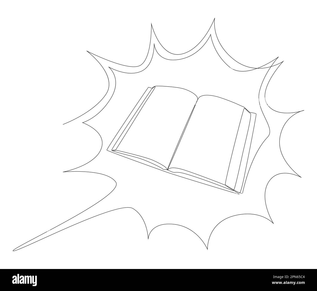 One Continuous Line Of Speech Bubble With Opened Book Thin Line Illustration Vector Concept