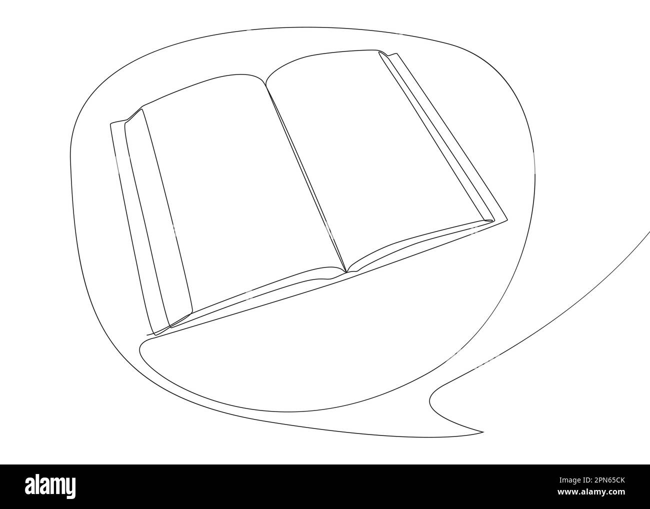 One Continuous Line Of Speech Bubble With Opened Book Thin Line Illustration Vector Concept