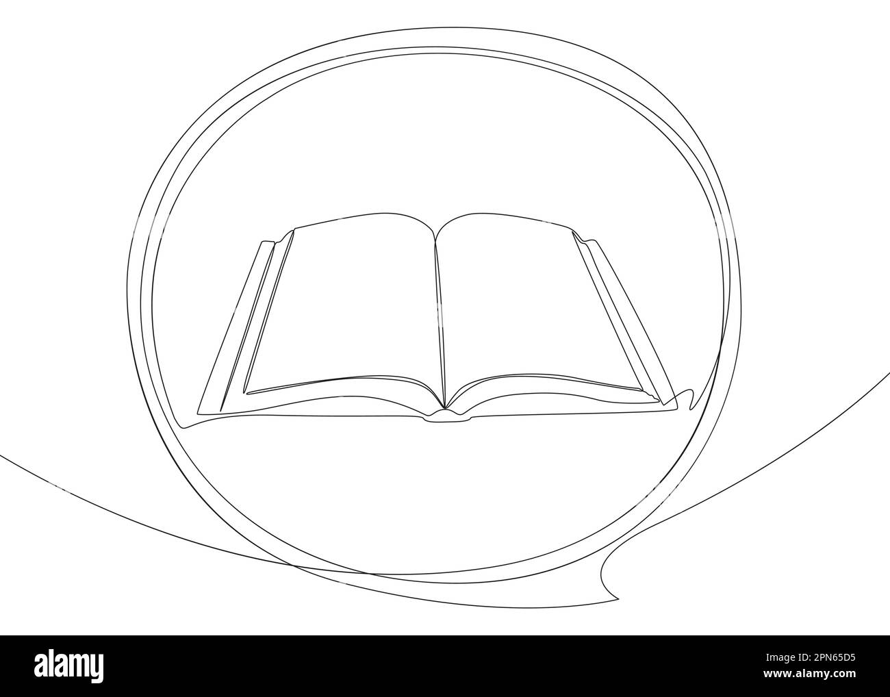 One Continuous Line Of Speech Bubble With Opened Book Thin Line