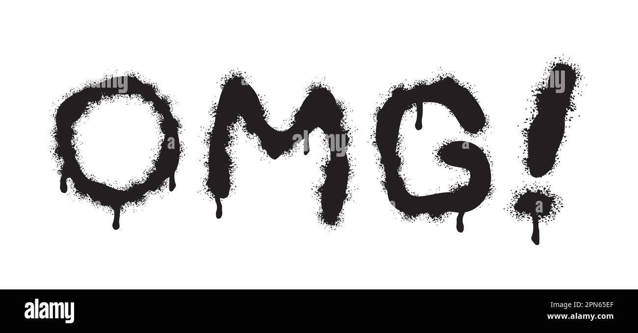 Graffiti OMG word sprayed black over on white background Stock Vector ...