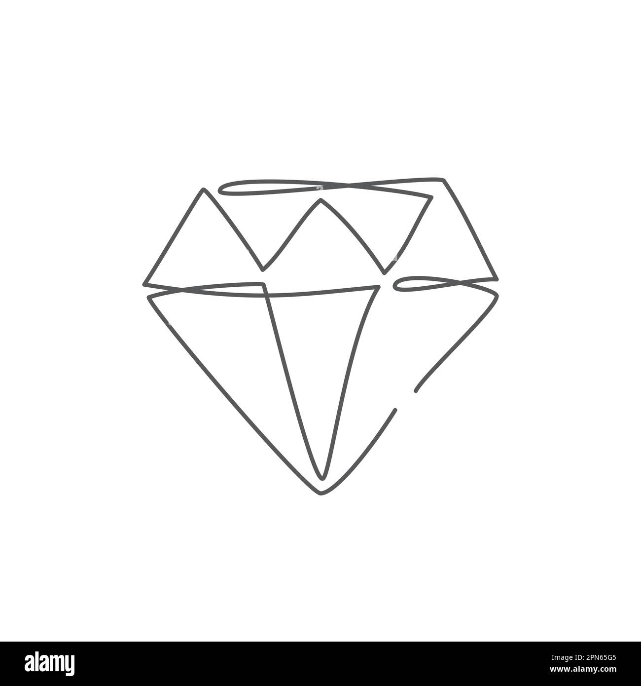 Diamond One line drawing on white background Stock Vector Image & Art ...