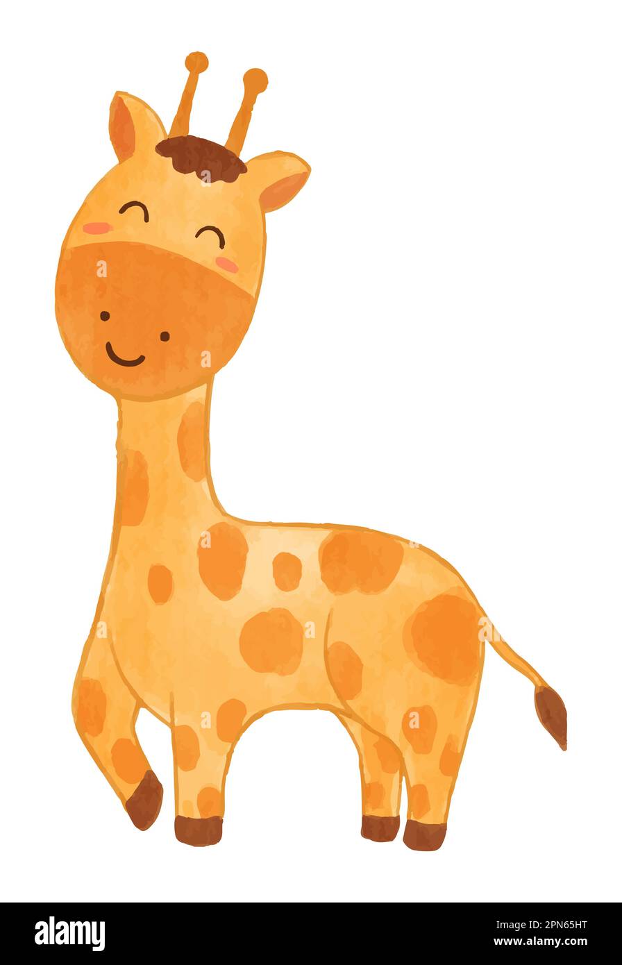 Giraffe . Watercolor paint design . Cute animal cartoon character ...