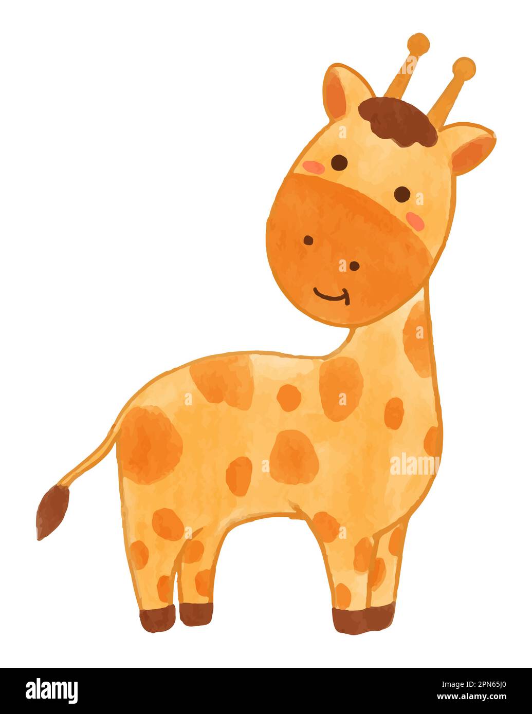 Giraffe . Watercolor paint design . Cute animal cartoon character ...