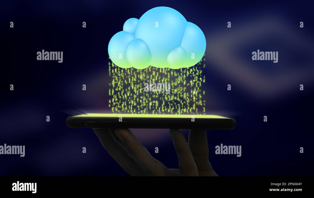 Cloud Computing Technology And Online Data Transferring Concept Stock