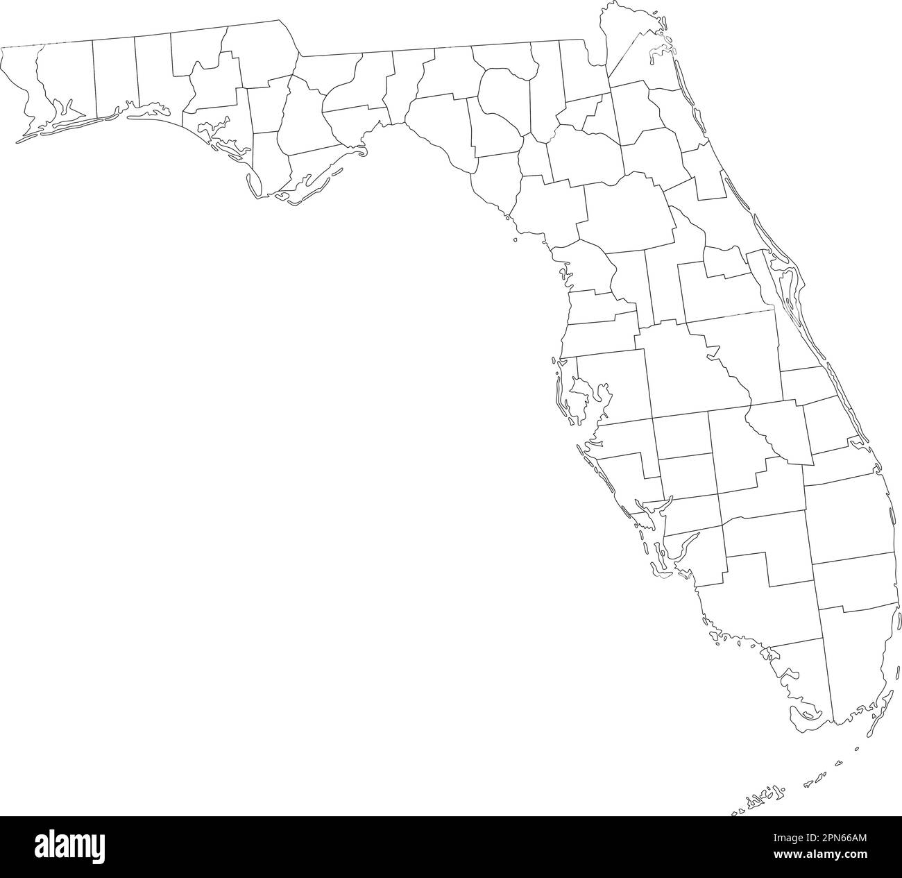 Highly Detailed Florida Blind Map Stock Vector Image & Art - Alamy