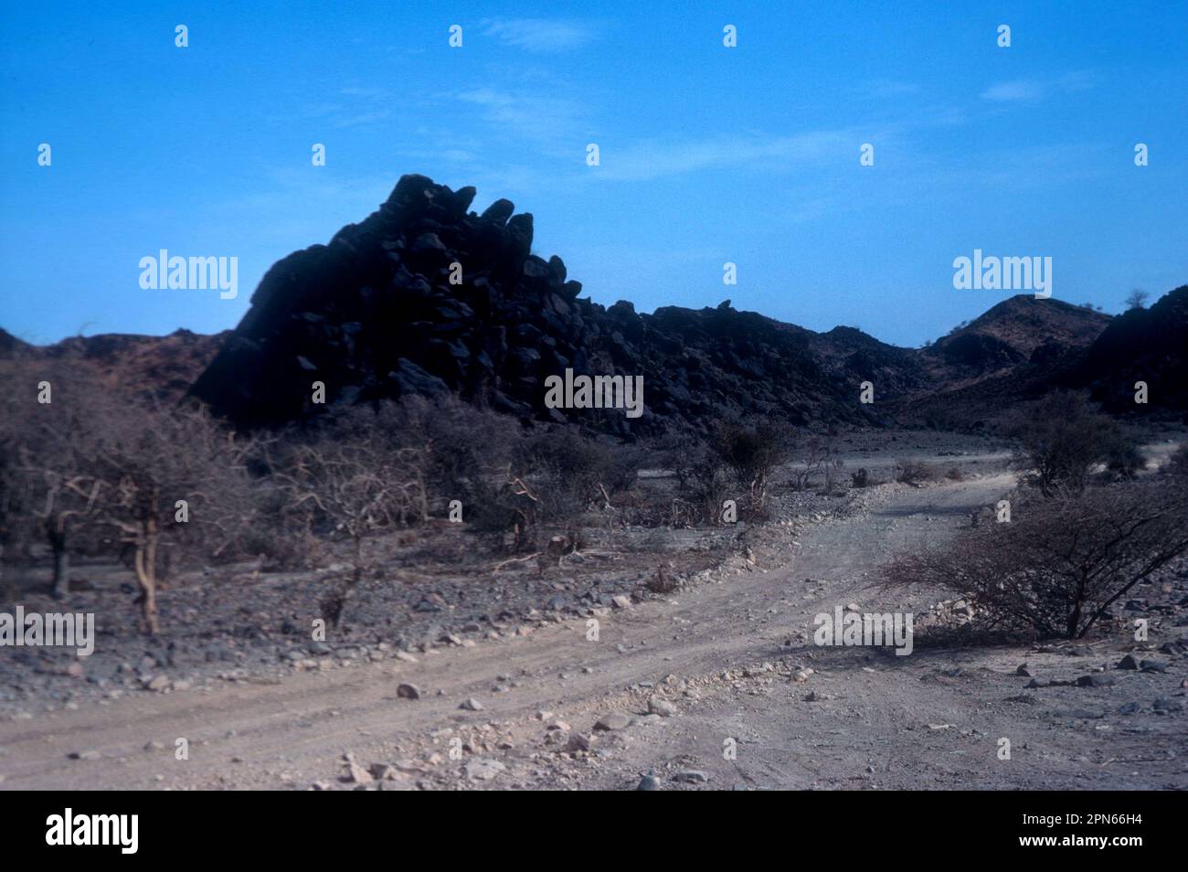 Volcanic outcrop on the Tihama coast of Yemen, 1980 Stock Photo - Alamy