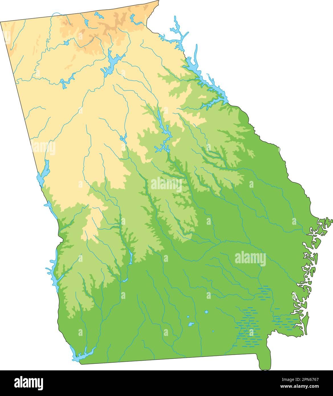 georgia physical features map labeled