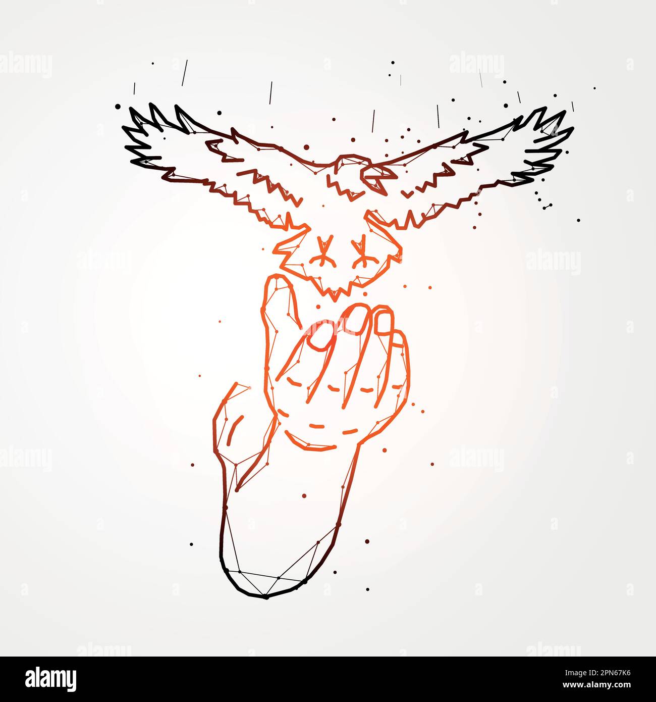 Polygonal vector illustration of a hand and a bird. Abstract concept ...