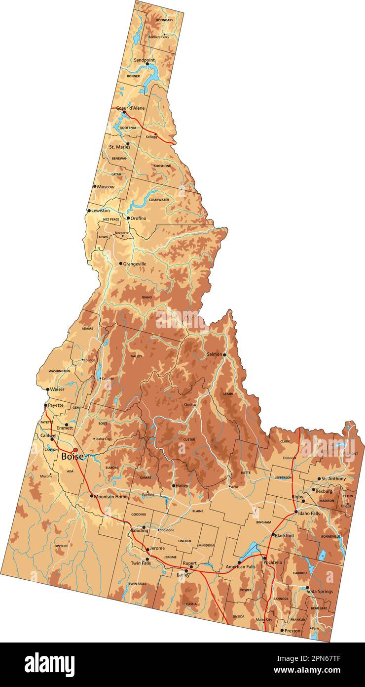 physical map of idaho