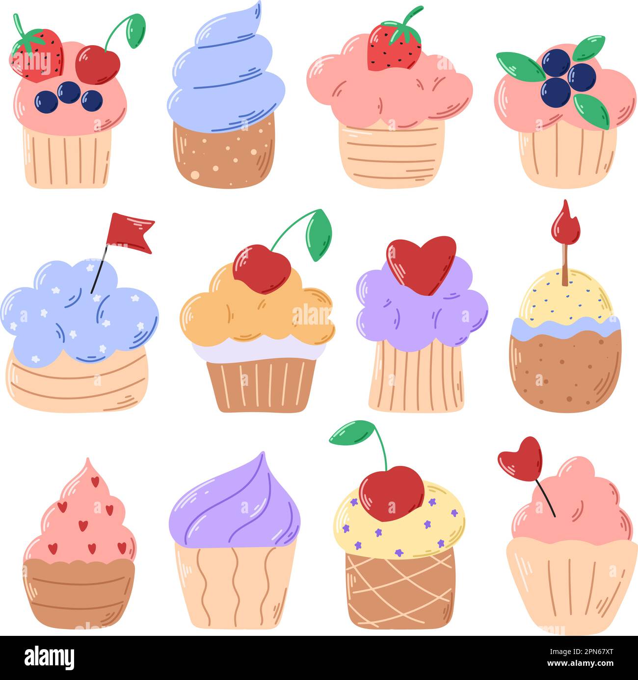 Cakes hand drawn collection Stock Vector Image & Art - Alamy