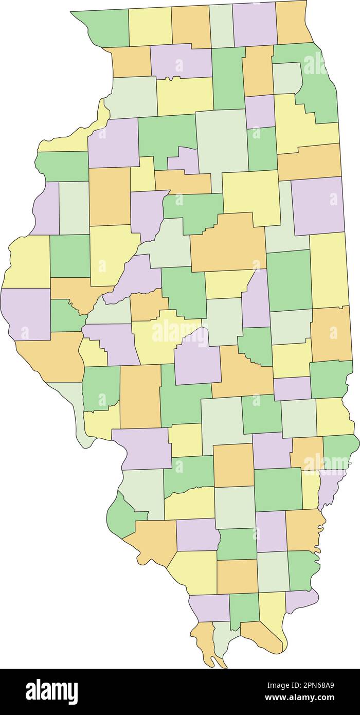 Illinois - Highly detailed editable political map with labeling Stock ...