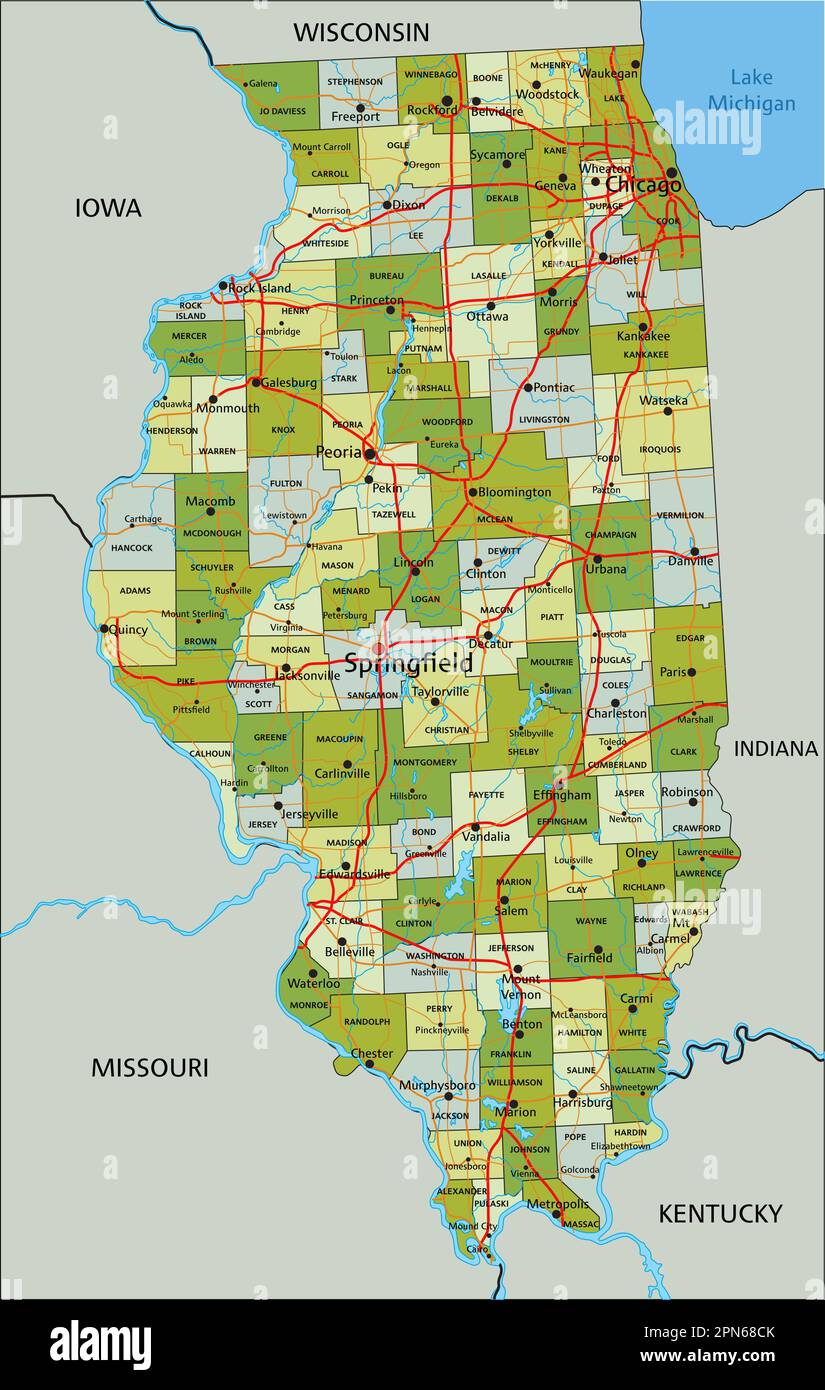 Illinois state map hi-res stock photography and images - Alamy