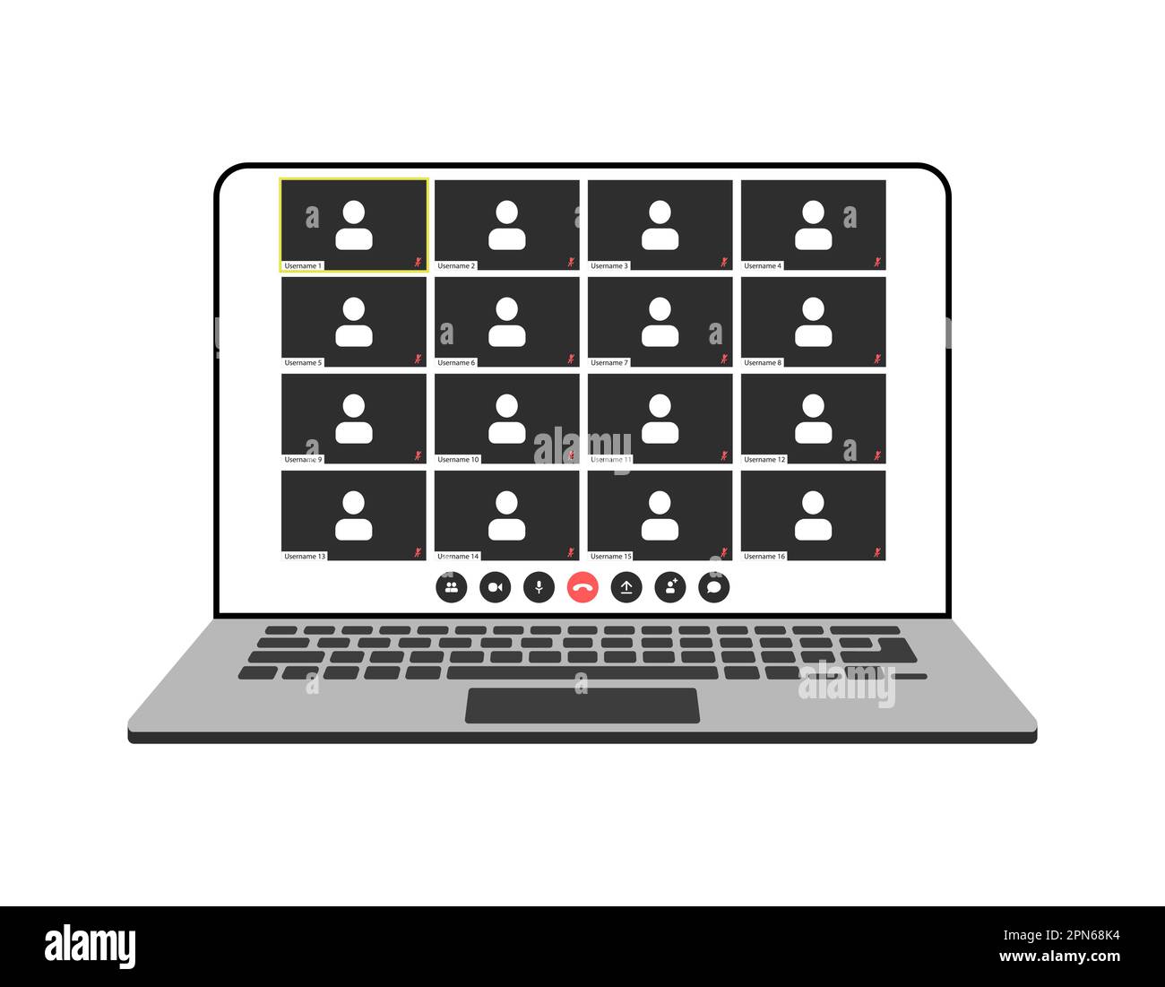 Videocall interface, video call screen icons and UI template for laptop ...