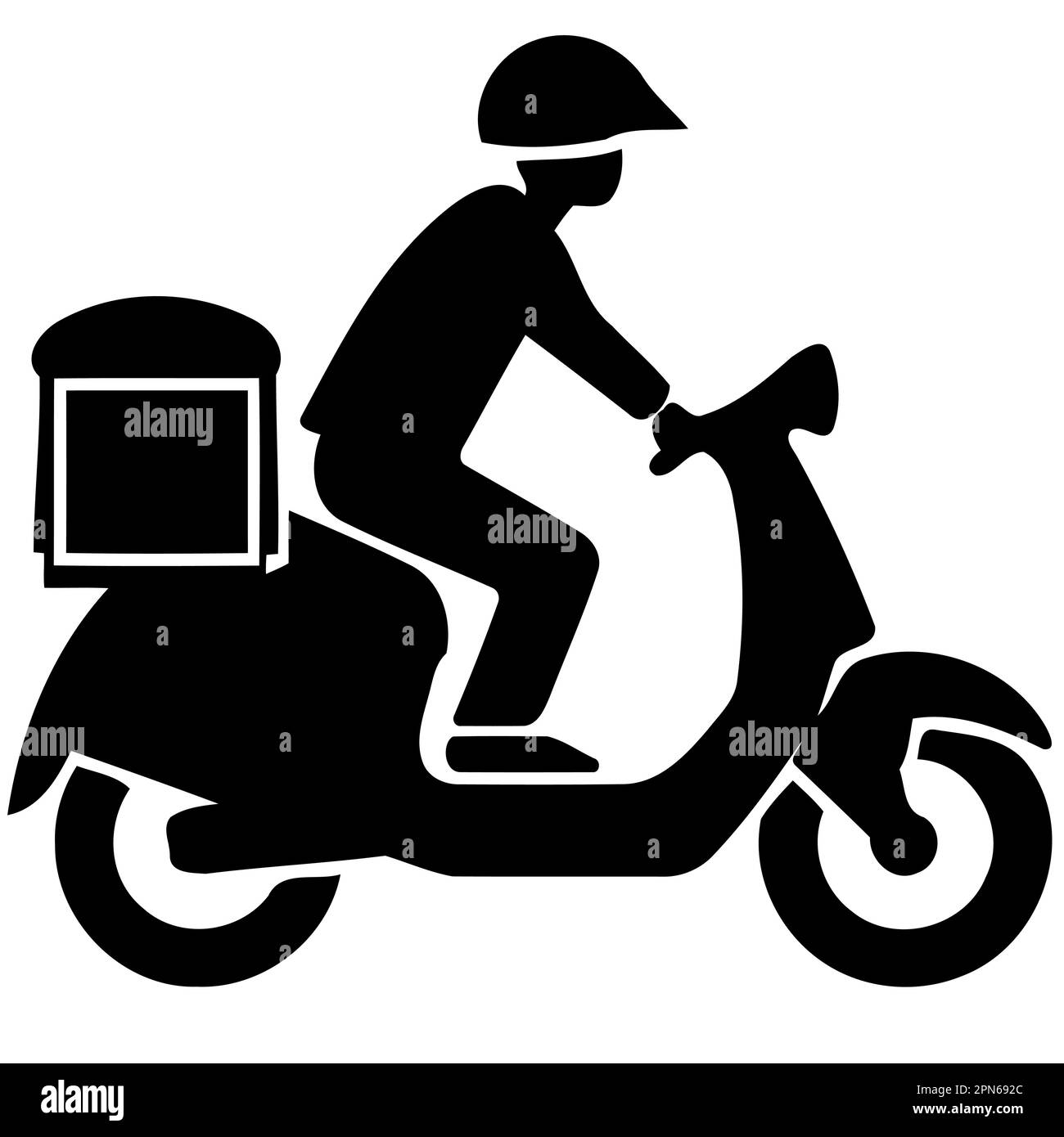 man driving delivery motorcycle minimalist vector illustration Stock ...