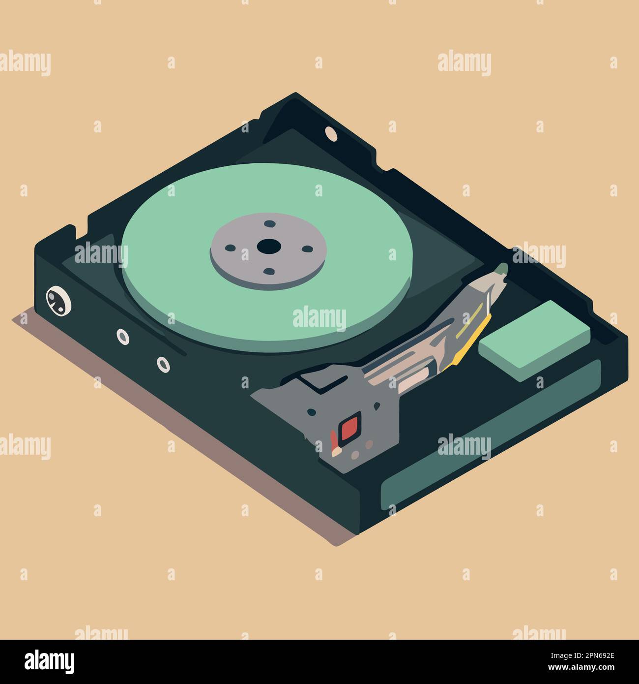 open modern hard drive minimalist vector illustration Stock Vector ...