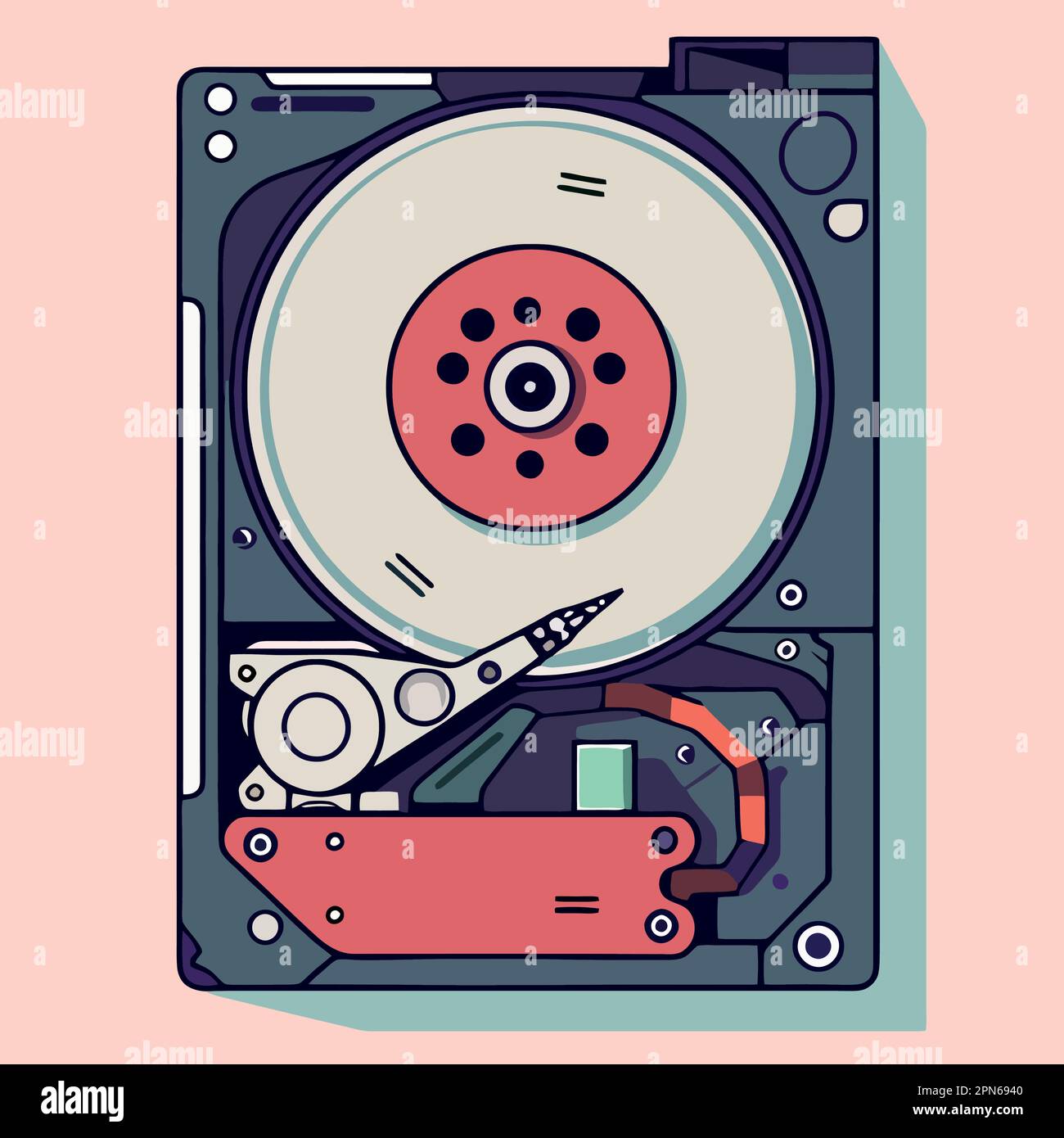open modern hard drive minimalist vector illustration Stock Vector ...