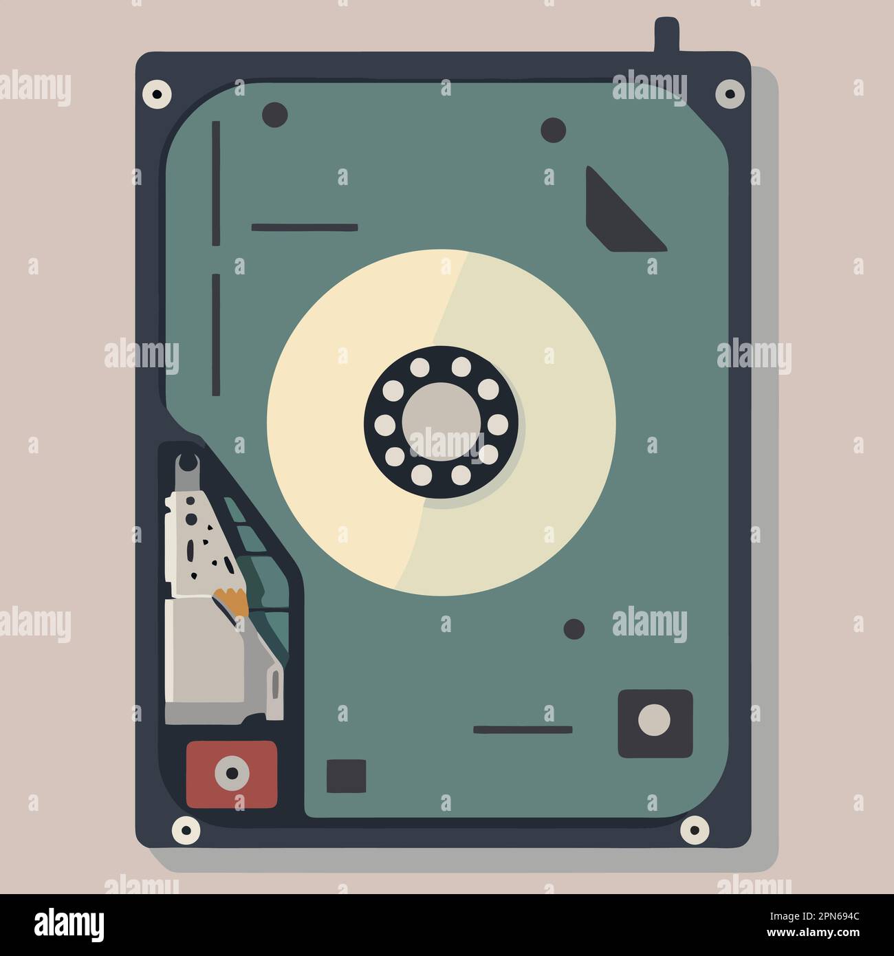 open modern hard drive minimalist vector illustration Stock Vector ...