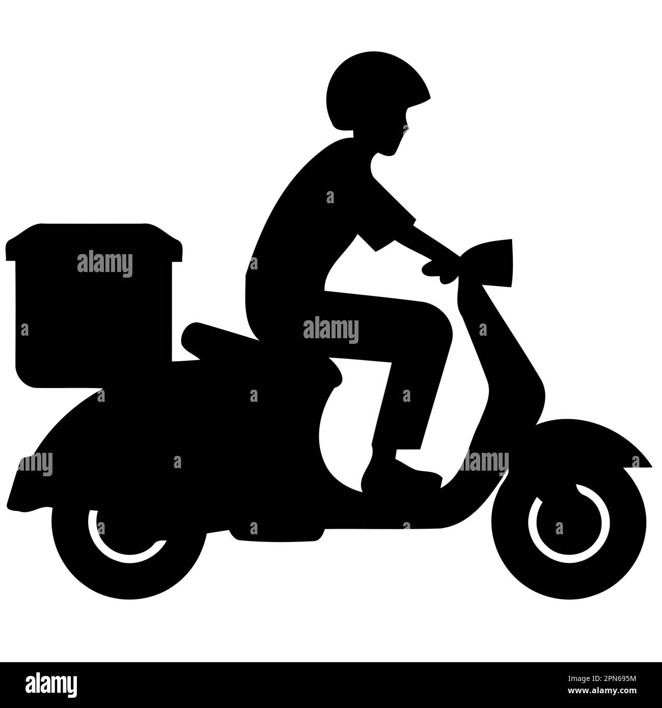 man driving delivery motorcycle minimalist vector illustration Stock ...