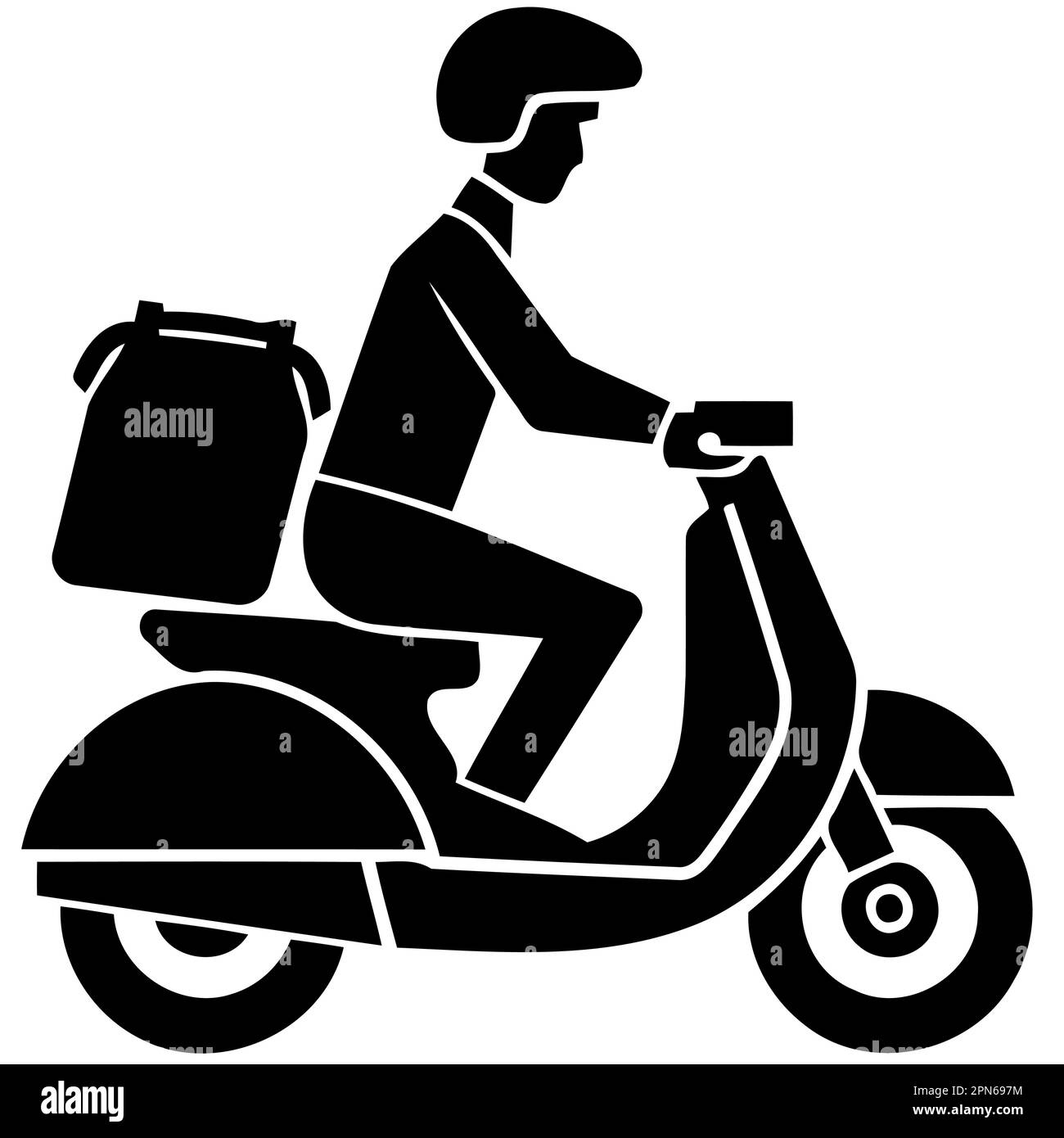 man driving delivery motorcycle minimalist vector illustration Stock ...