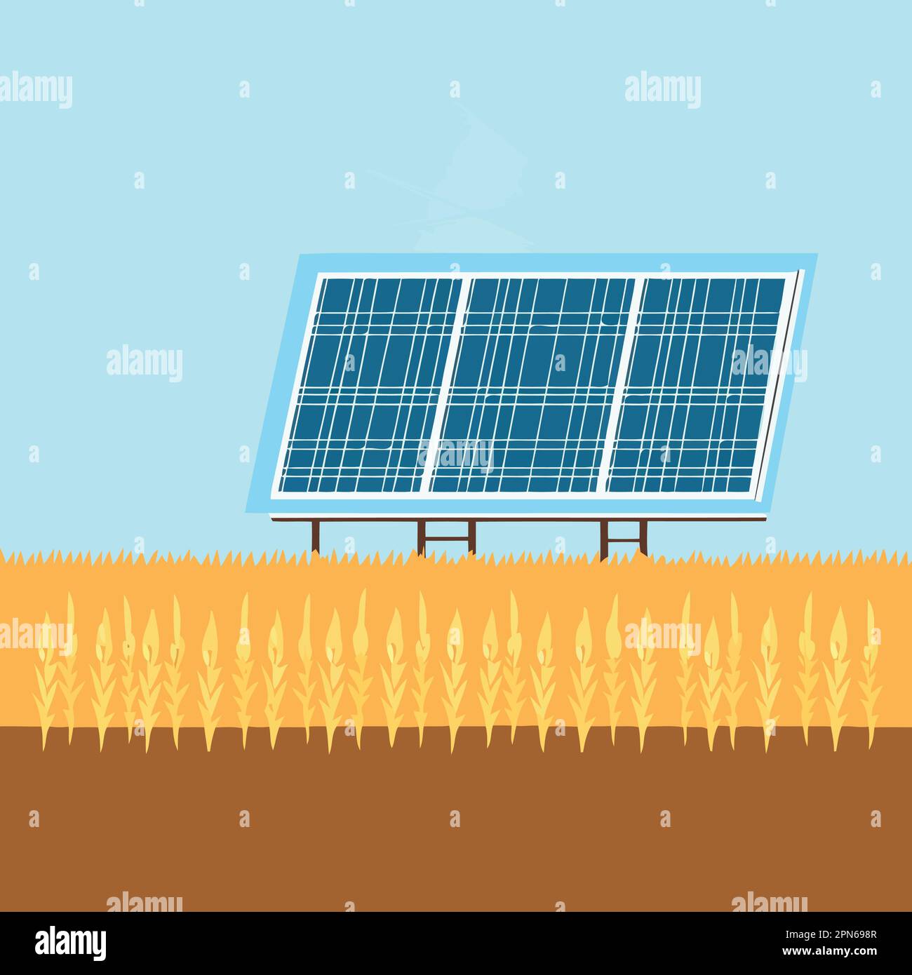 solar energy panels on a field minimalist vector illustration Stock ...