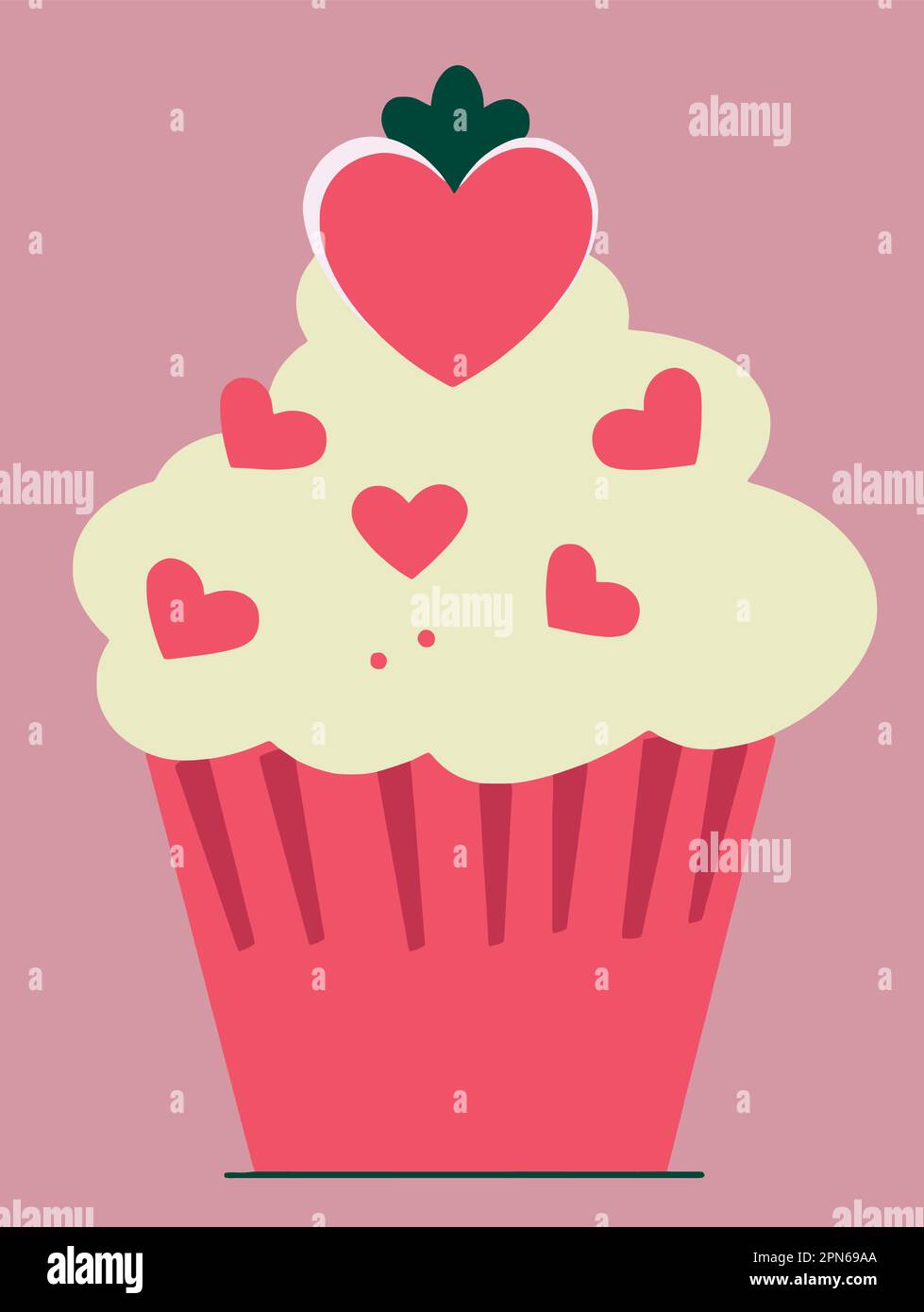 food sweet pink cupcake minimalist vector illustration Stock Vector ...