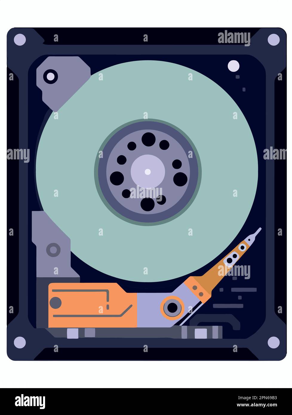 open modern hard drive minimalist vector illustration Stock Vector ...