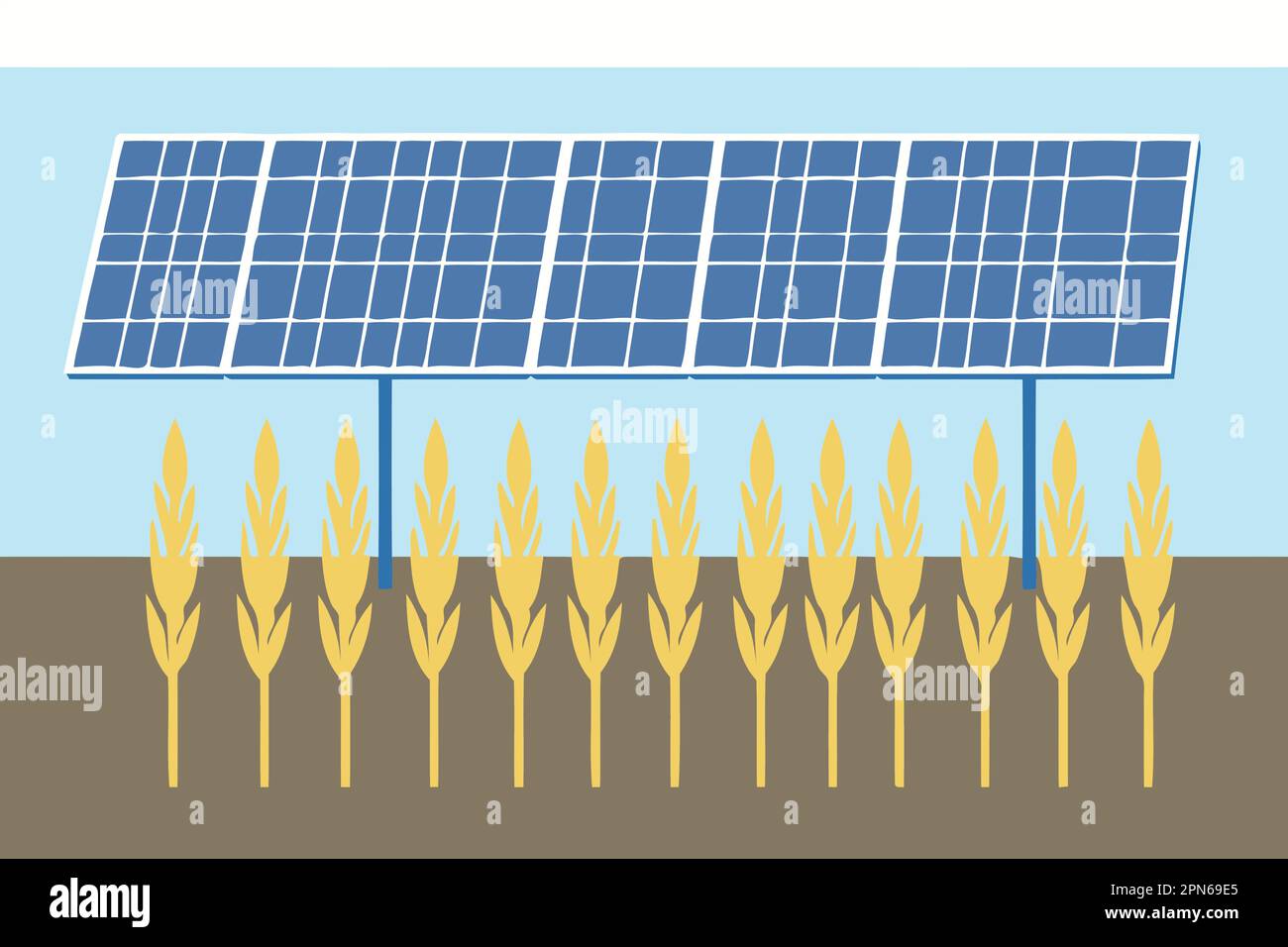 solar energy panels on a field minimalist vector illustration Stock ...