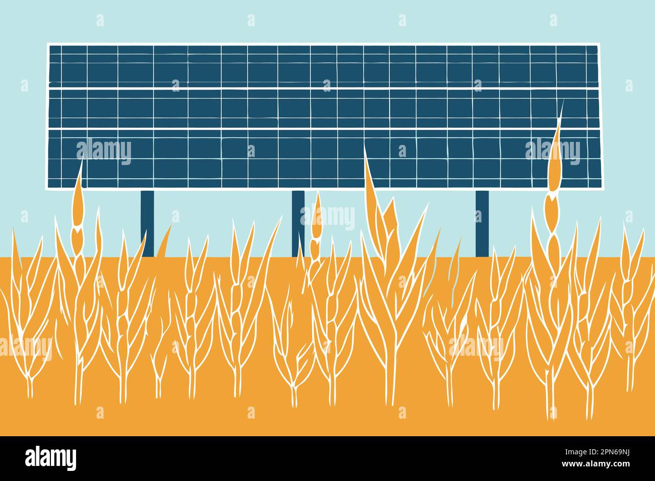 solar energy panels on a field minimalist vector illustration Stock ...