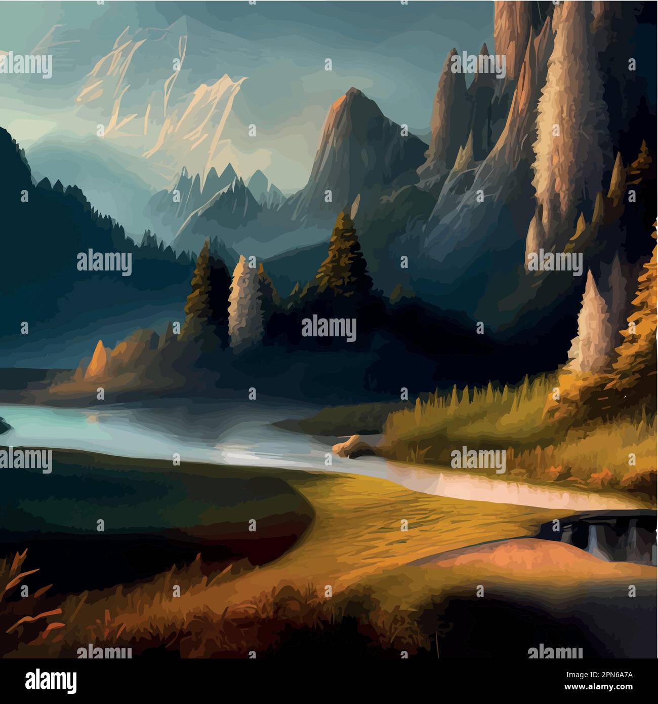 Modern art painting landscapes Stock Vector Images - Alamy