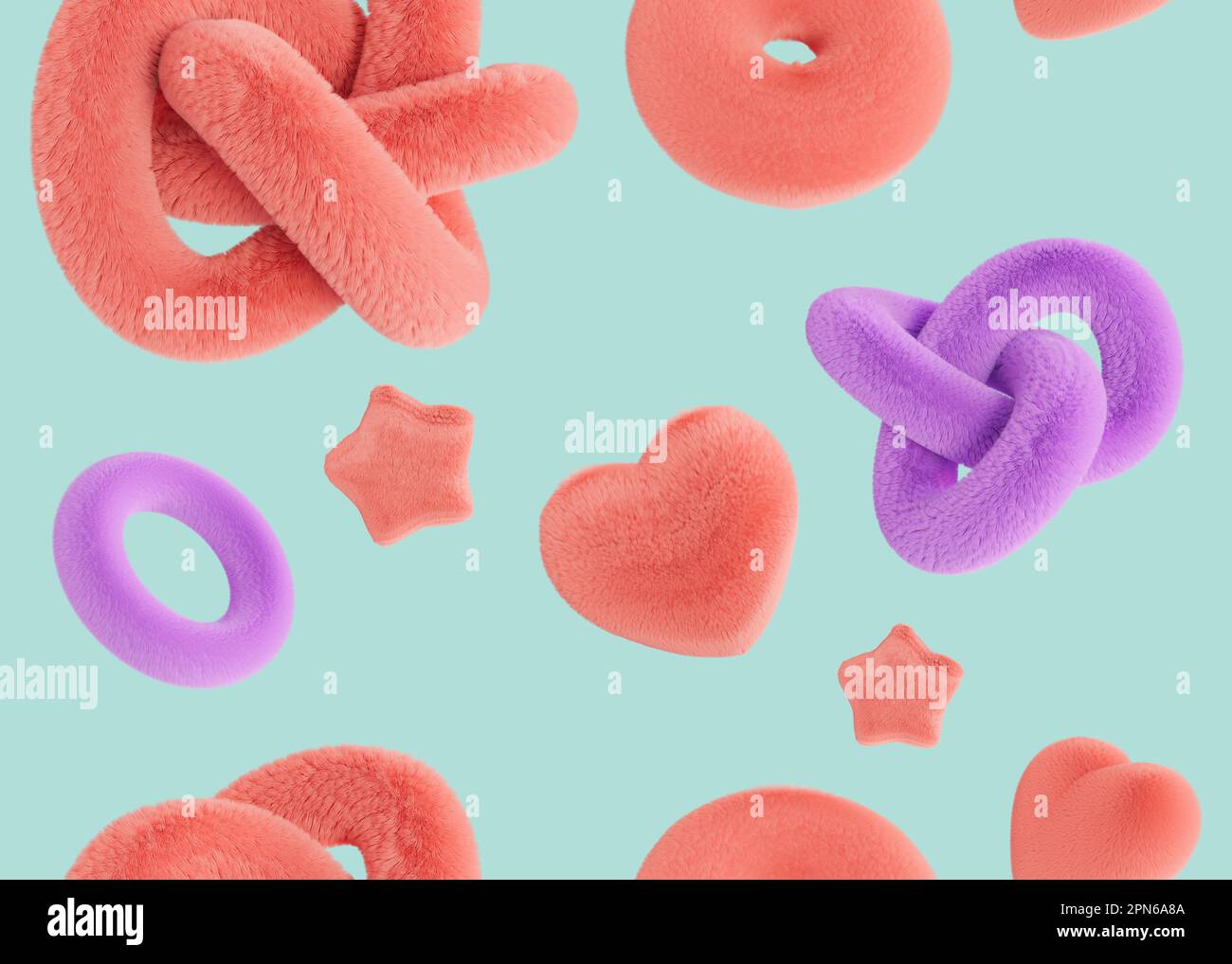 Seamless pattern with abstract 3D shapes on blue background. Colorful ...