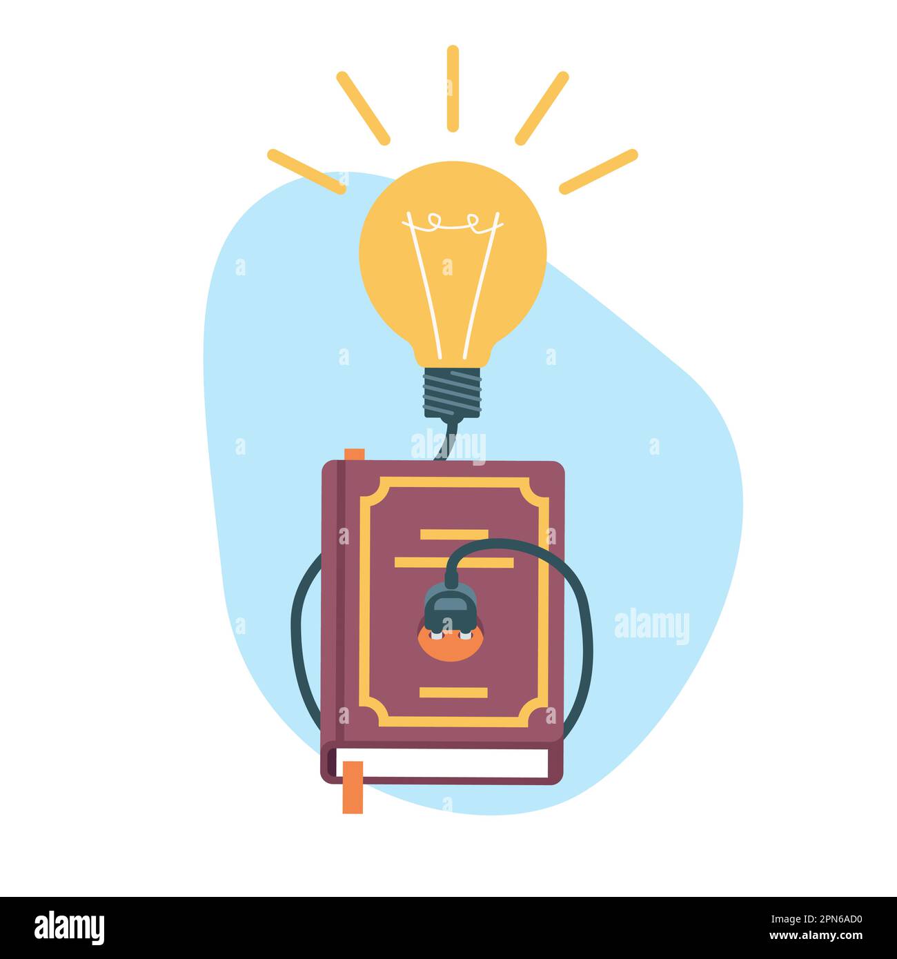 Book with light bulb idea above it, concept of gaining knowledge from books. Finding solution ...