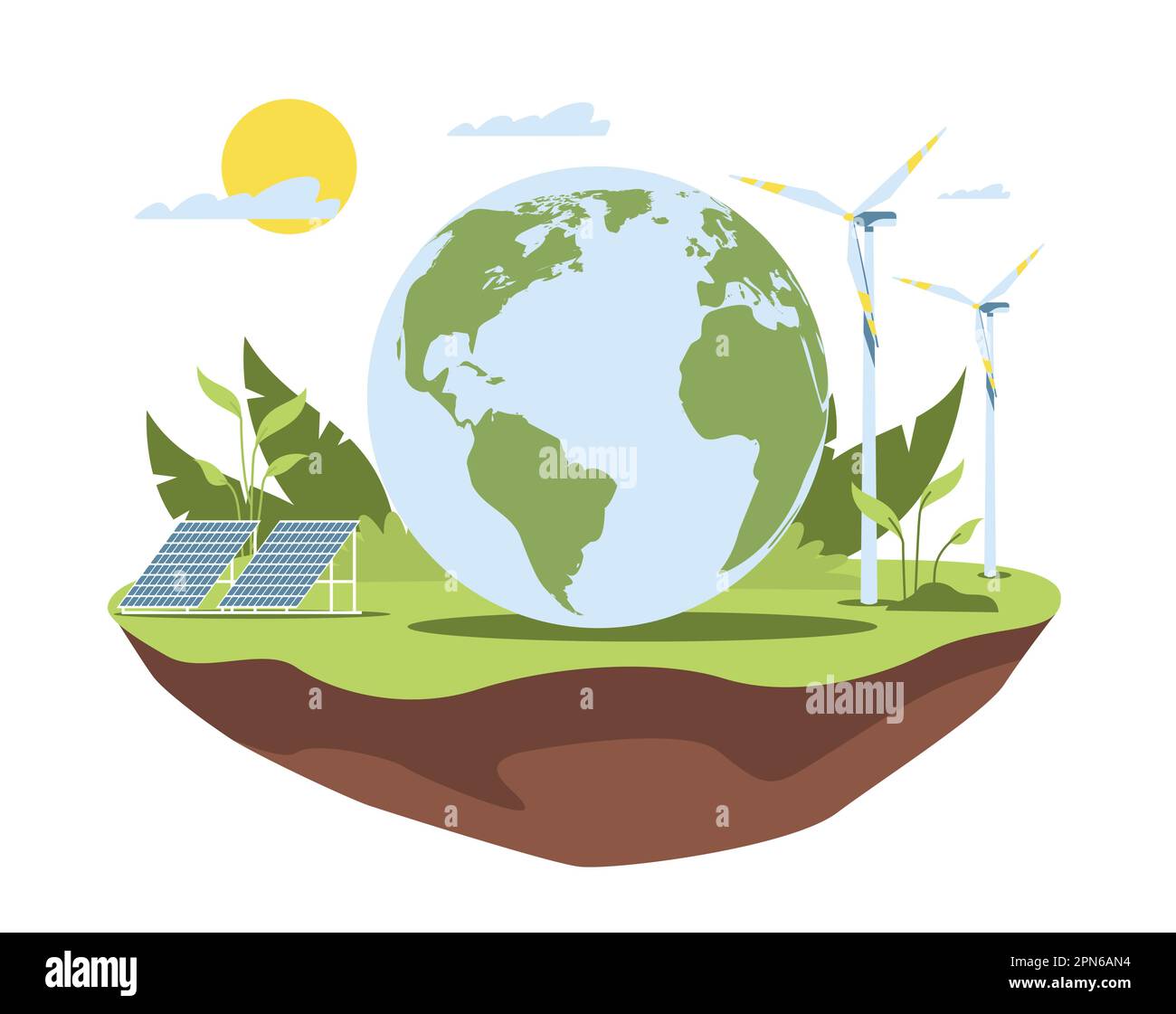 Environmental protection. Wind farms and solar panels. Eco green energy ...