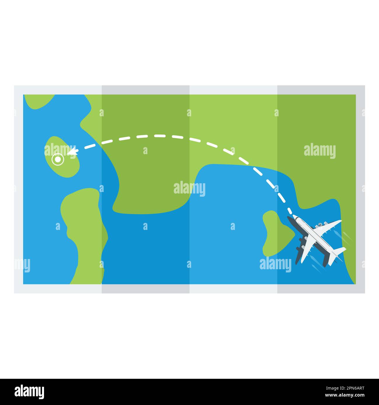 Folded map paper and plane with flight track Stock Vector Image & Art ...