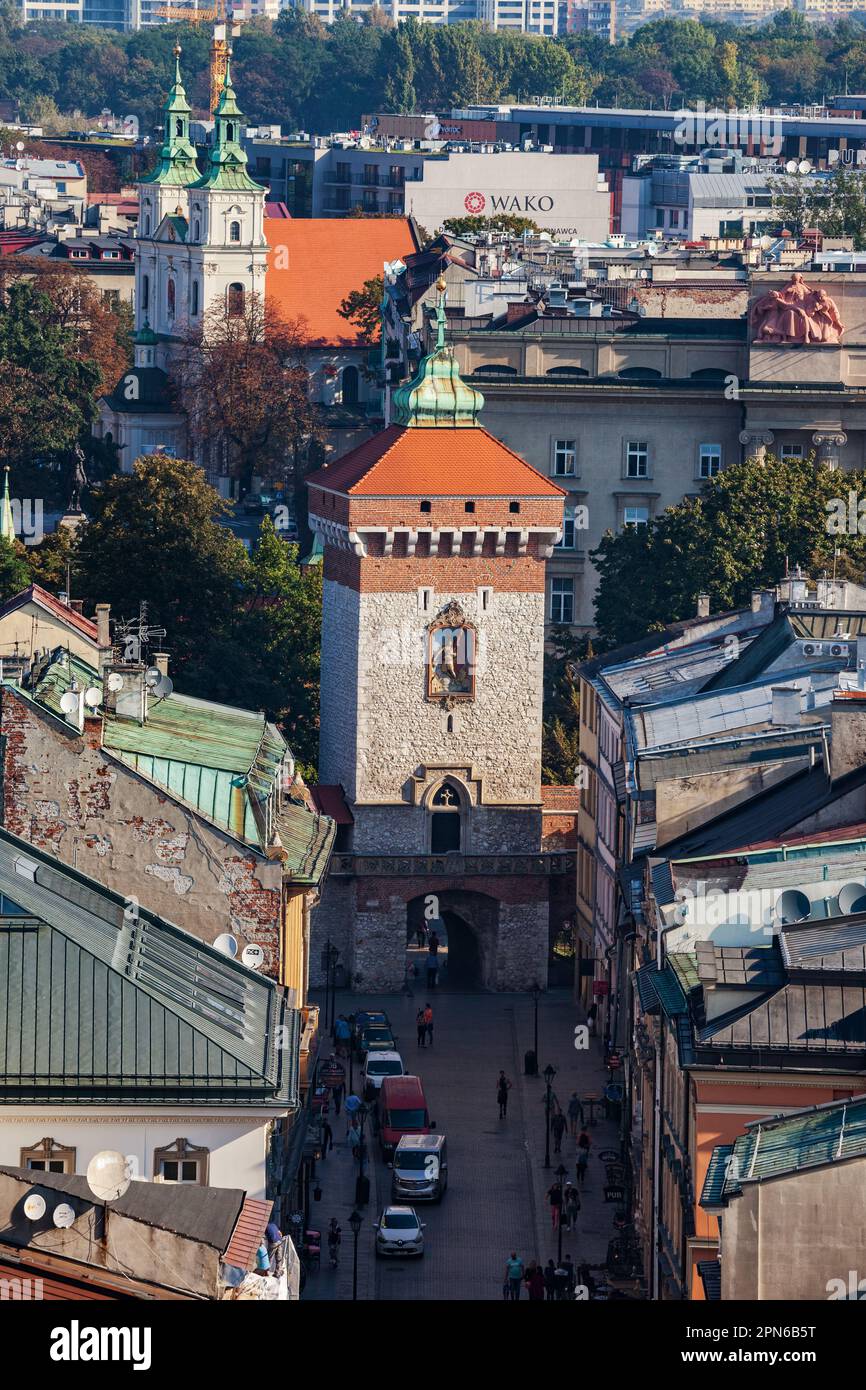 Kraków, Poland, St. Florian Gate (Brama Floriańska), Gothic medieval ...