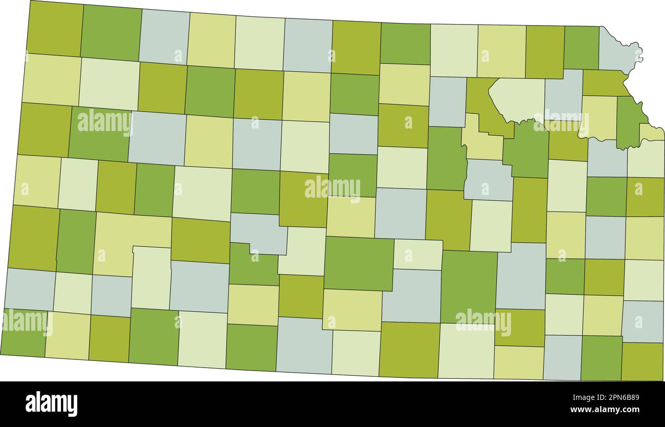 Highly detailed editable political map with separated layers. Kansas ...