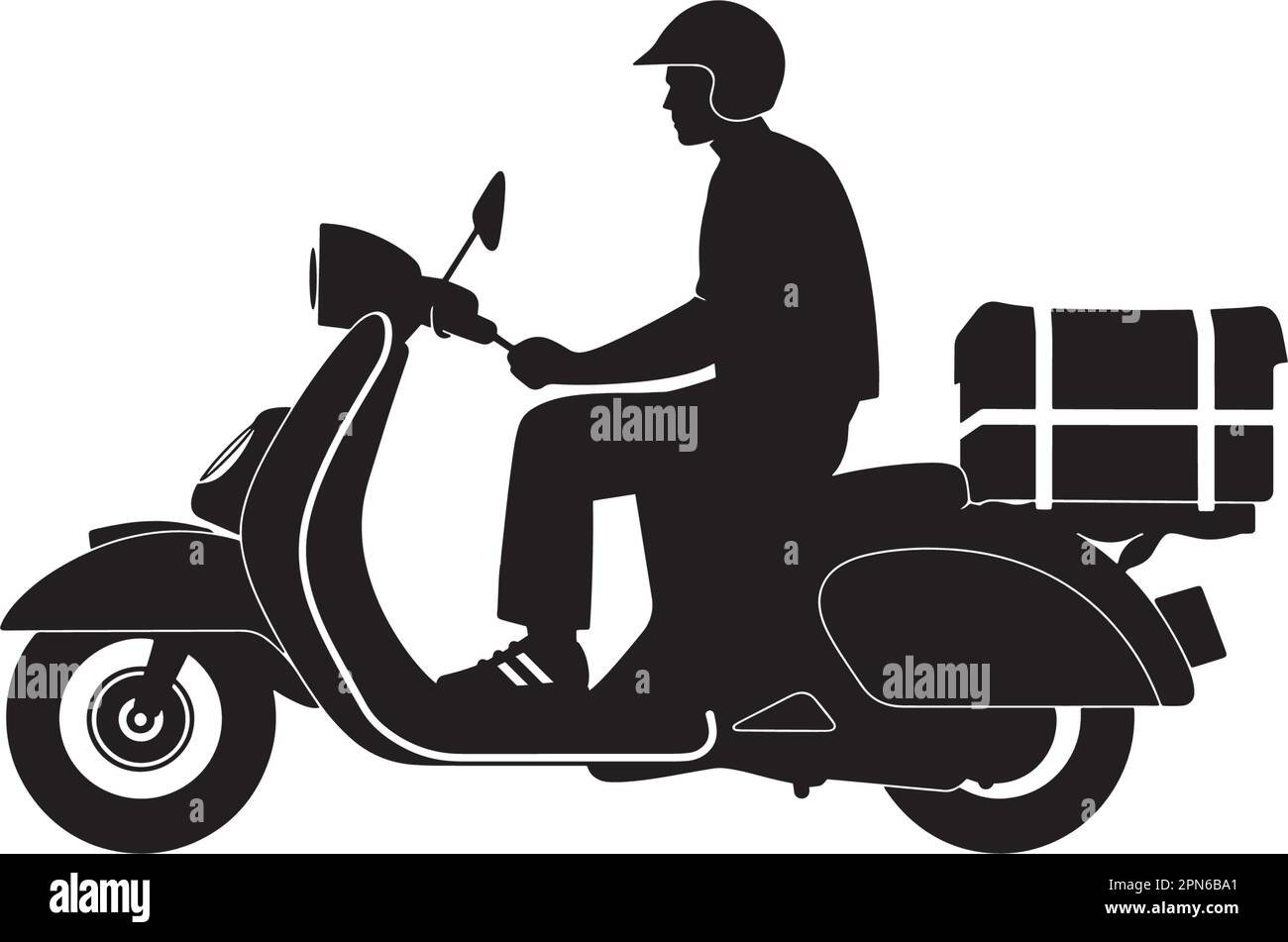 Delivery boy silhouette isolated on white background, vector. Delivery ...